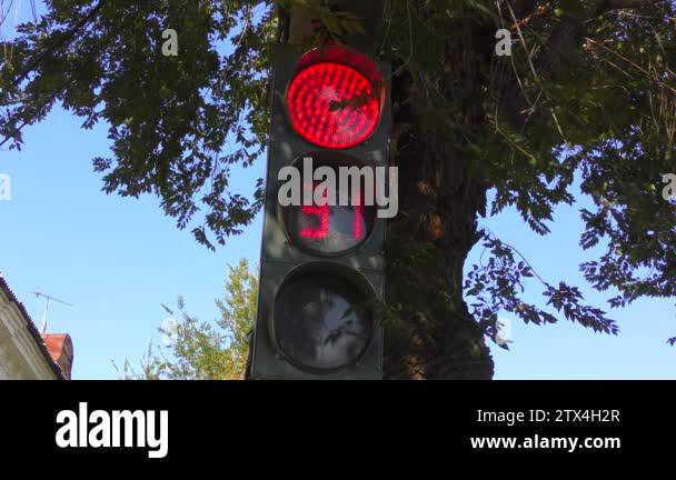 Traffic lights at the intersection produces a countdown Stock Video ...