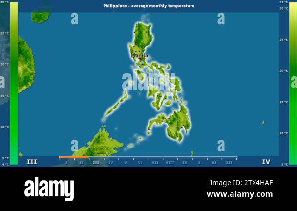 Average temperature by month in the Philippines area with animated ...