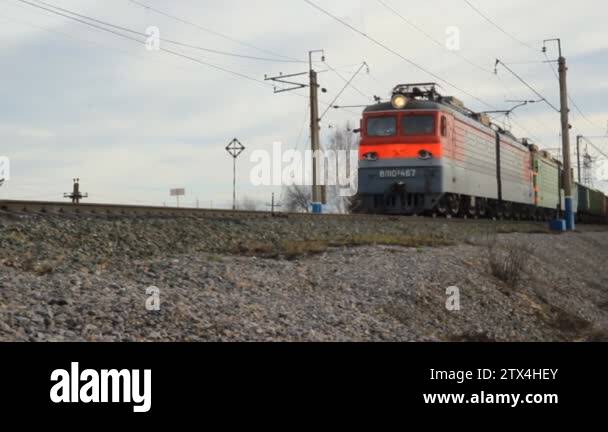 Russian Railways. Locomotives, wagons Stock Video Footage - Alamy