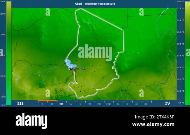 Minimum temperature by month in the Chad area with animated legend ...