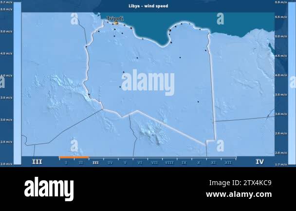 Wind speed by month in the Libya area with animated legend - English ...