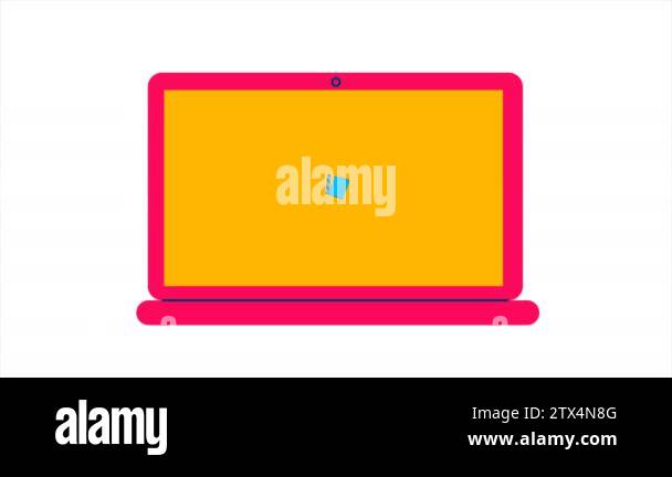 Online movie streaming modern 2d animation concept, laptop computer ...