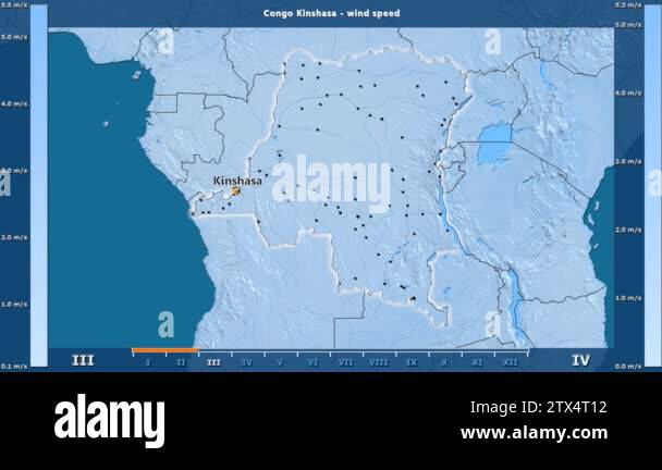 Wind speed by month in the Congo Kinshasa area with animated legend ...