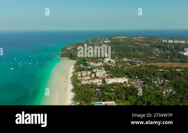 Houses and streets on the island of Boracay, Philippines, top view ...