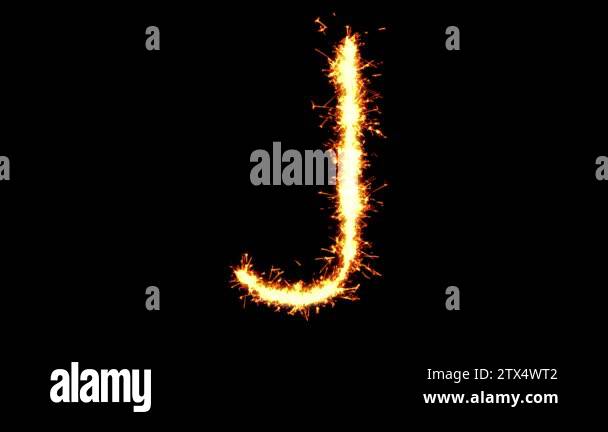 Alphabet J Text Sparkler Glitter Sparks Firework Loop Animation Stock ...
