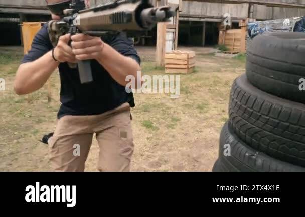 Shooting in a dash. The guy shoots in a dash with a semi-automatic ...