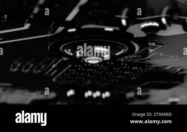 Bottom view of the circuit microchip and its elements, monochrome ...