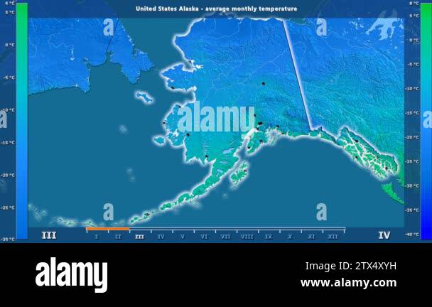 Average temperature by month in the United States Alaska area with ...