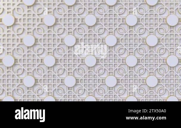 Arabesque looping geometric pattern. Gold and white islamic 3d motif ...