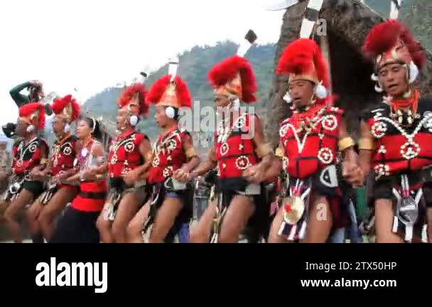 Chang tribesmen wearing traditional costume a tribal dancing festival ...