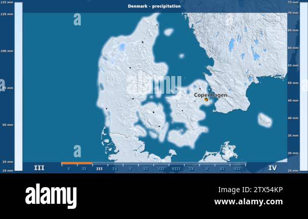 Precipitation by month in the Denmark area with animated legend ...