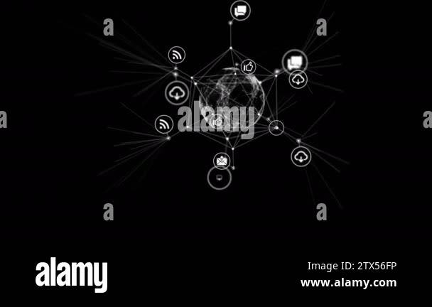 Interface Icons Changing on Digital Sphere Rotating in Network ...