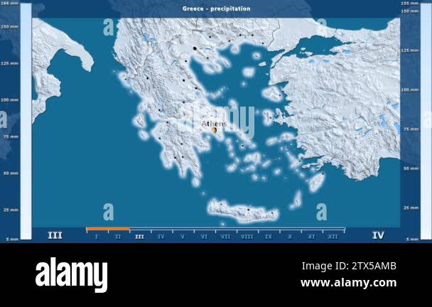Precipitation by month in the Greece area with animated legend ...