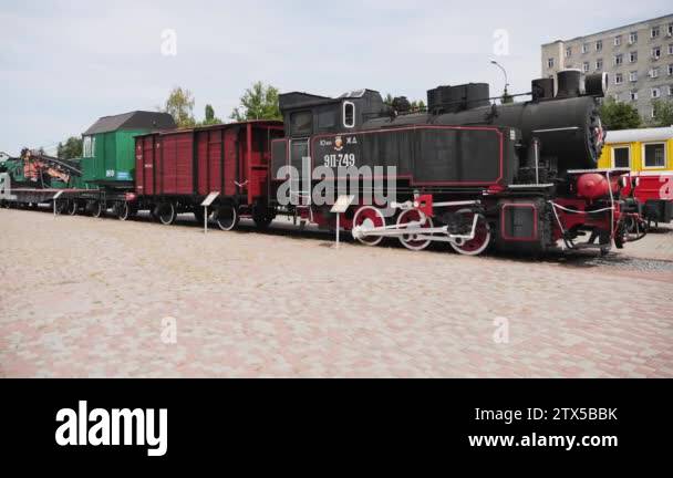 Ancient steam locomotive, Kharkov Railway Museum in Ukraine Stock Video ...
