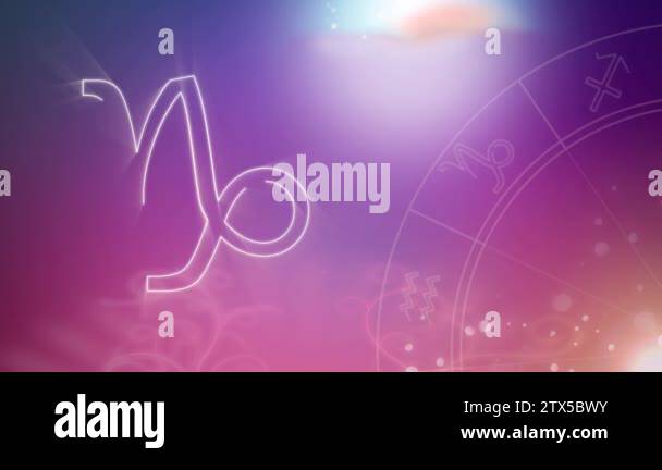 Animation of a white outline of the Capricorn zodiac sign and spinning ...