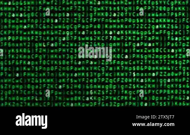 Green binary code and letters running down computer screen Stock Video ...