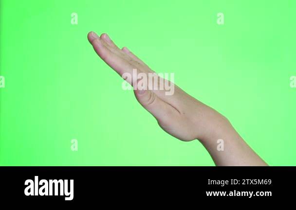 The Nazi salute, or Hitler salute. Hand close-up. Chroma key background ...