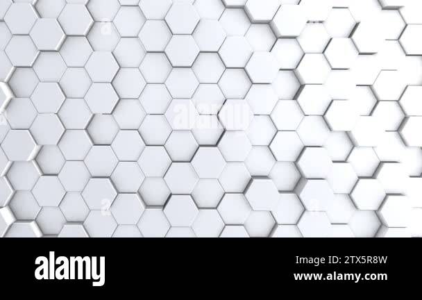 Abstract hexagon geometry background, white hexagonal pattern randomly waving, animation 3D ...