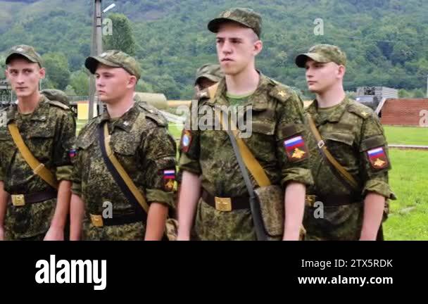 Training soldiers in the military. Students conduct classes before the ...