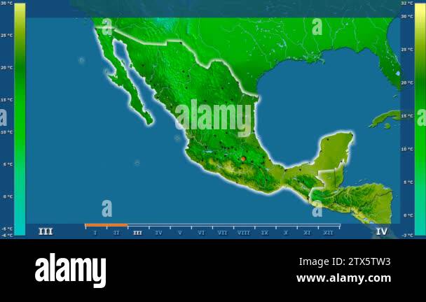 Average temperature by month in the Mexico area with animated legend ...