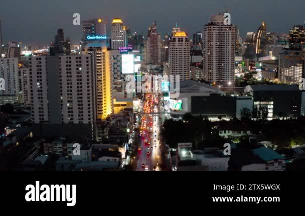 Siam and Rachathewi districts aerial views, rooftop bar, in Bangkok ...