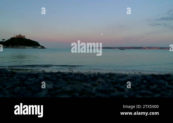 Low angle morning twilight clip of St Michaels Mount Cornwall with the ...