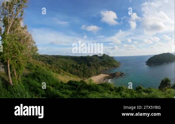 Panoramic view at windmill viewpoint. It overlooks Yanui Beach with ...