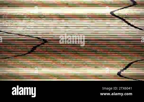 Broken television broadcasting, interference and glitch screen with ...
