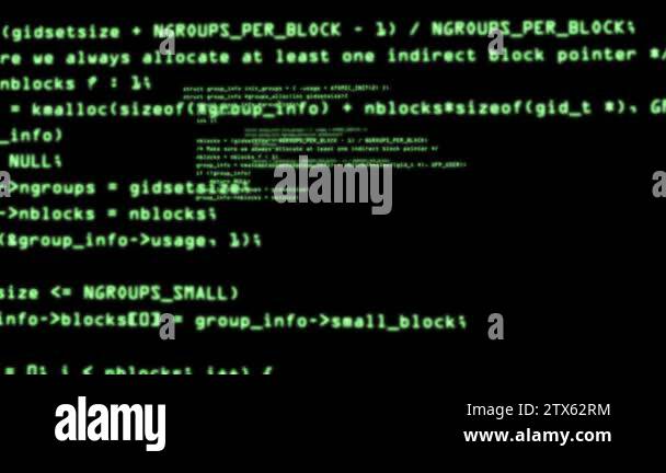 Camera Move Through Pieces Of Software Source Code Computer Program Code In Virtual Space Stock