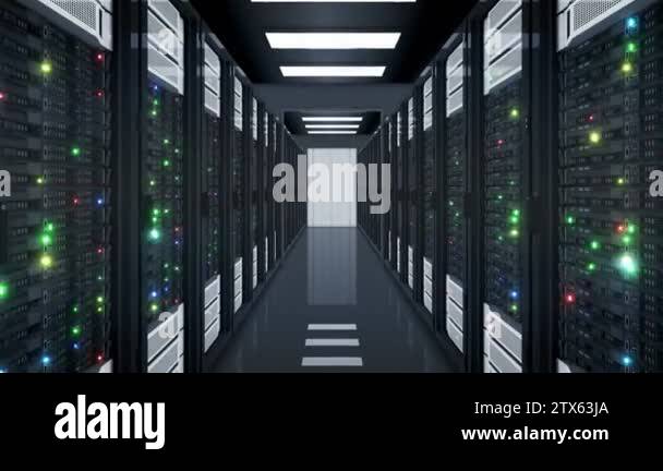 Beautiful Seamless Server Racks Moving Through the Opening Doors in ...