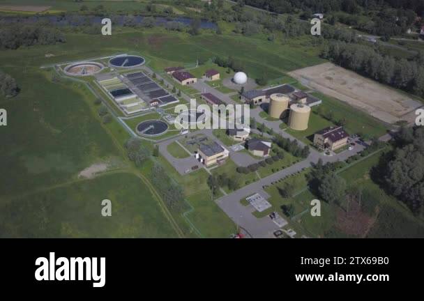 Urban sewage treatment plant. Aerial photography of sewage treatment ...