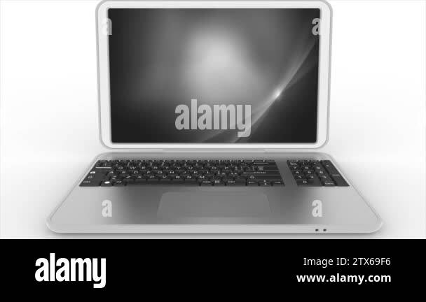 Videos. 3D illustration. The computer opens and downloads the files ...