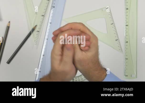 Agitated Man Image Rubbing his Hands and Start Drawing a Project Stock ...