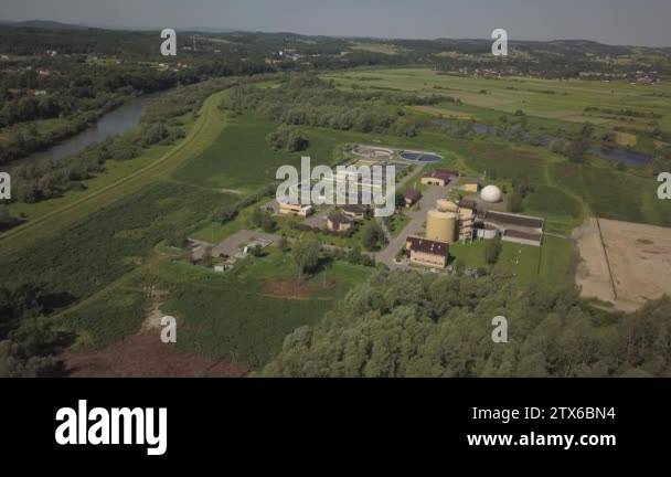Urban sewage treatment plant. Aerial photography of sewage treatment ...