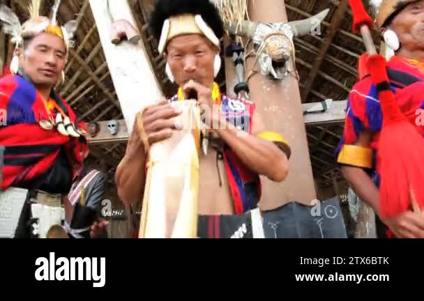 Chang tribesmen wearing traditional costume a tribal dancing festival ...