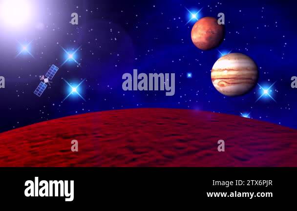 Space with bright blinking stars and a colored nebula on a black ...