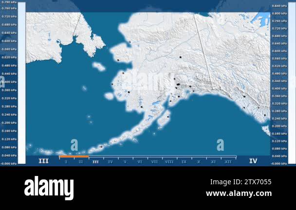 Water vapor pressure by month in the United States Alaska area with ...