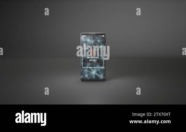 Incoming message with weather alert on smartphone display screen ...