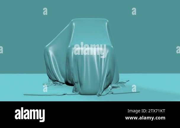 3d animation - render of blue fabric falling down and cover mysterious ...
