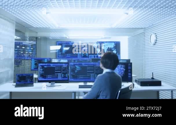 In the System Control Monitoring Room Operator Works with Multiple ...