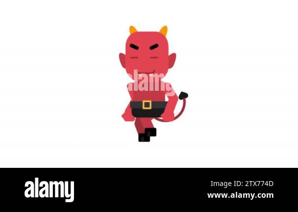Daemon happy walking and smiling. Halloween character. Alpha channel ...