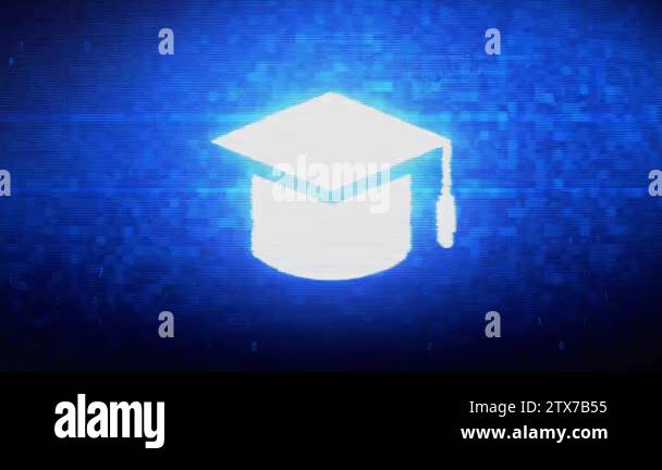 Education, Graduation cap, University hat Symbol Digital Pixel Noise ...