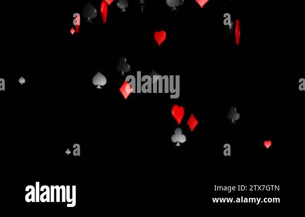 motion graphics and animated background with floating card suits on ...