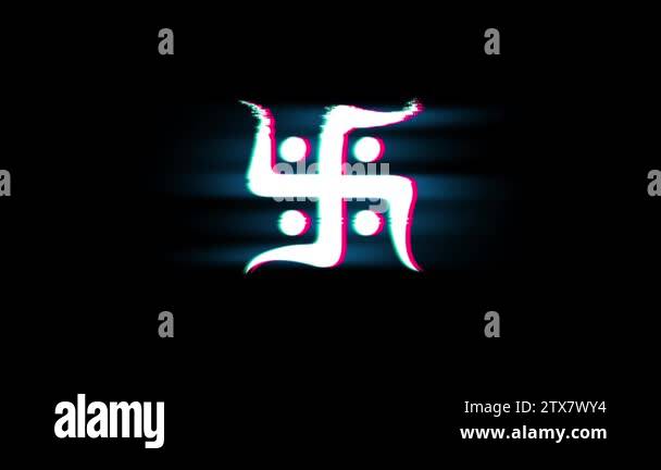 Hindu, holy, indian, religion, swastik, swastika Symbol on Glitch Retro Vintage Animation Stock ...