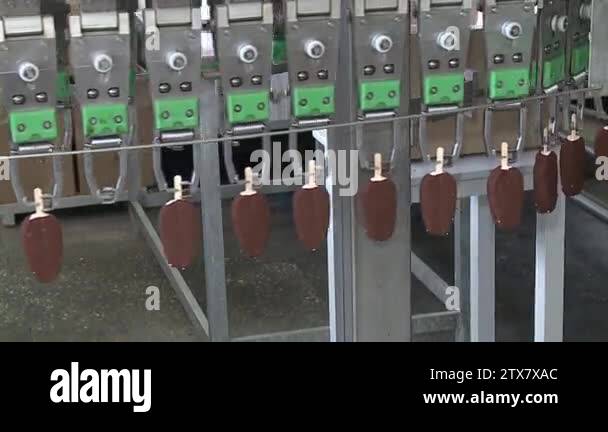 ice cream production, chocolate coating process on ice cream ...