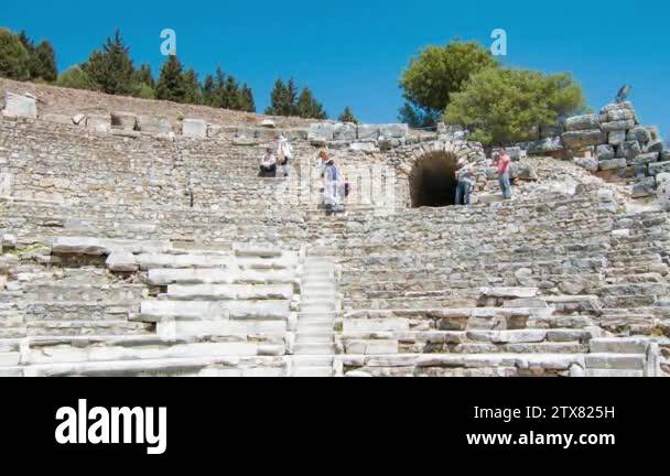 Selcuk Turkey Ephesus Marble Court of Law Arena with People Walking and ...