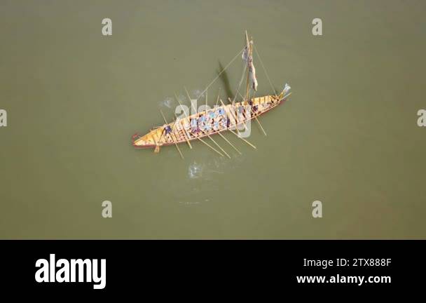 ISACCEA, ROMANIA - AUGUST 12: Liburna, Roman warship on the Danube ...