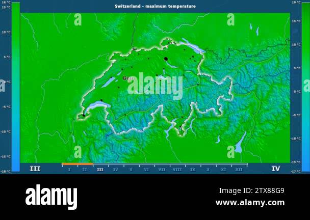 Maximum temperature by month in the Switzerland area with animated ...