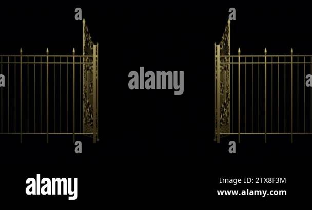 3D rendered animation. Opening and Closing Golden Gates and Fence ...