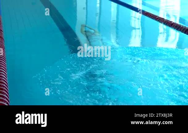 Girl Swimmer Dive In Swimming Pool. Female swimmer dives in swimming ...